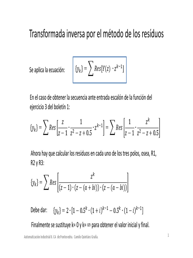 Transformada Inversa Por El Método de Los Residuos | PDF