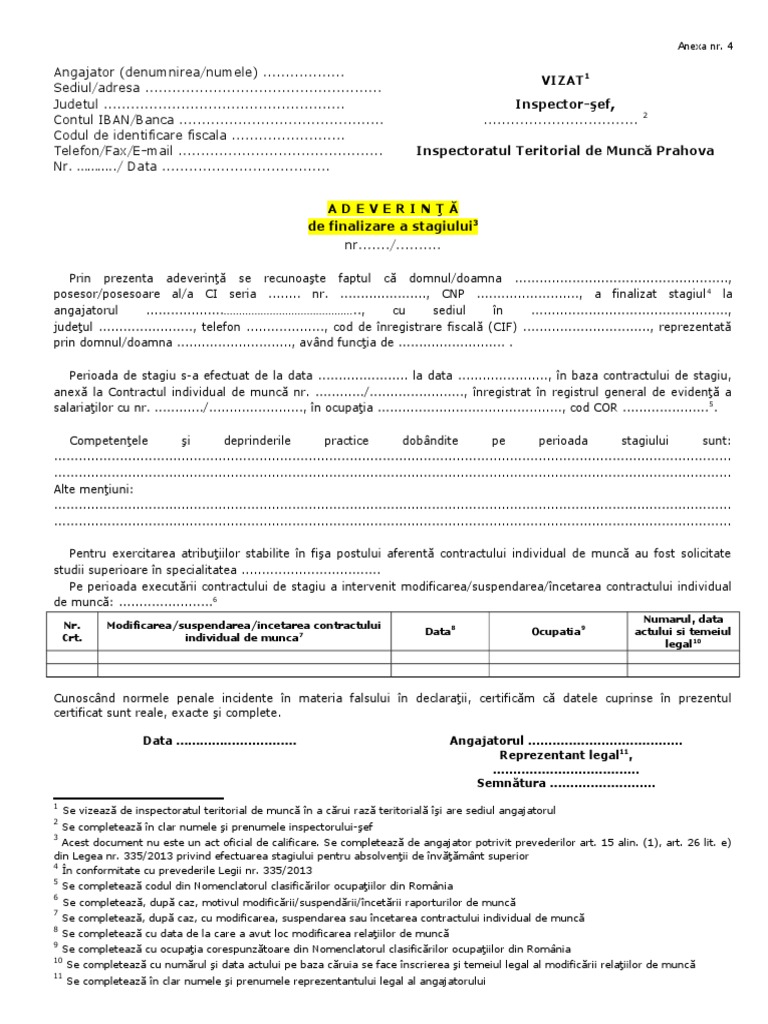 Anexa Nr. 5 - Adeverinta de Finalizare A Stagiului | PDF