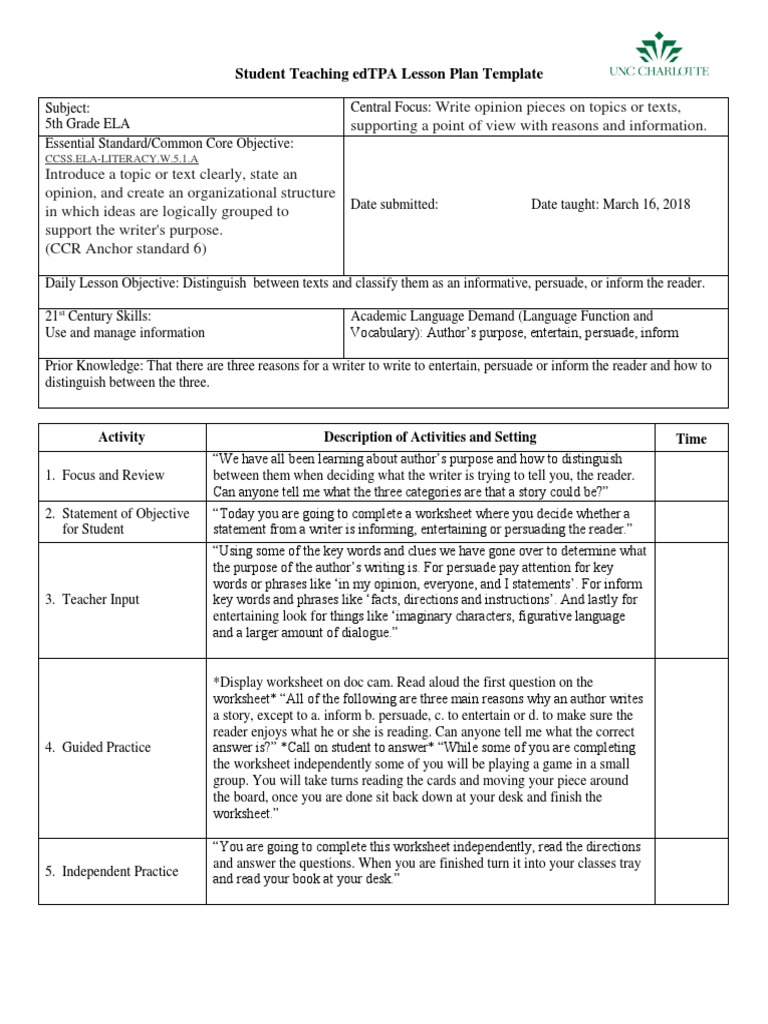 Imb Ela Lesson Plan | PDF | Lesson Plan | Question