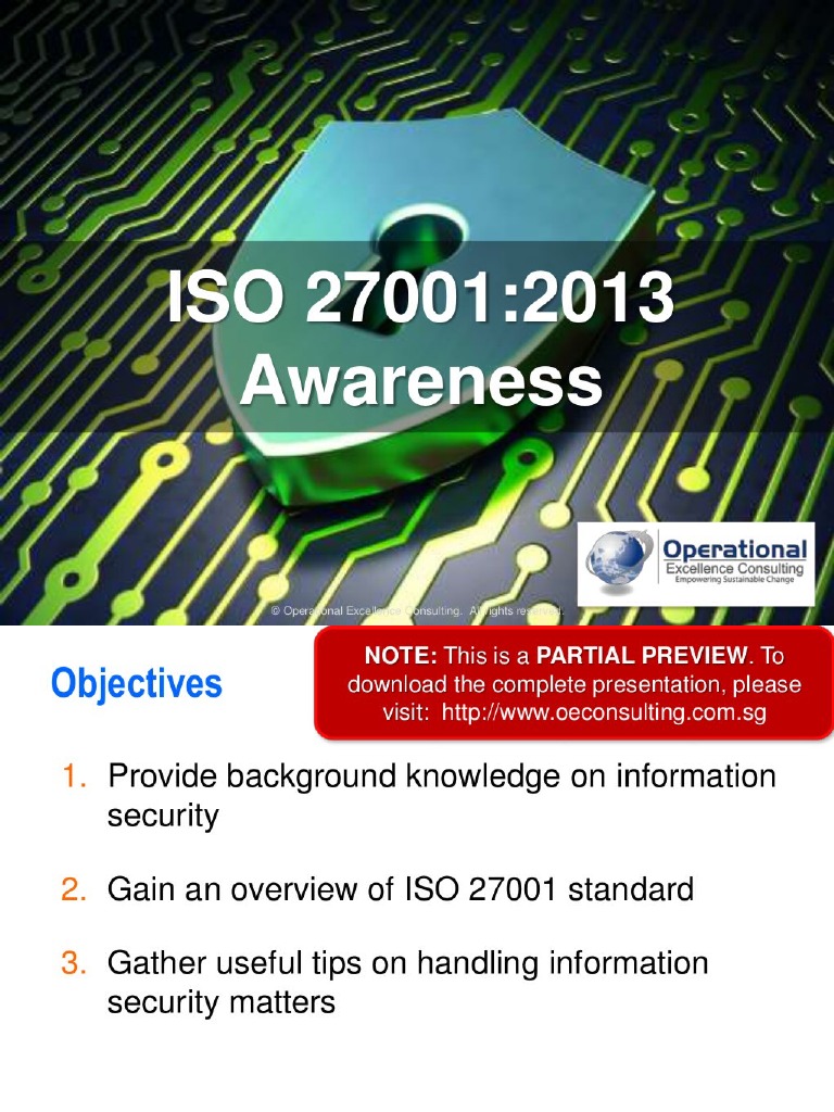 Iso 27001 2013 (Isms) Awareness by Operational Excellence Consulting | PDF
