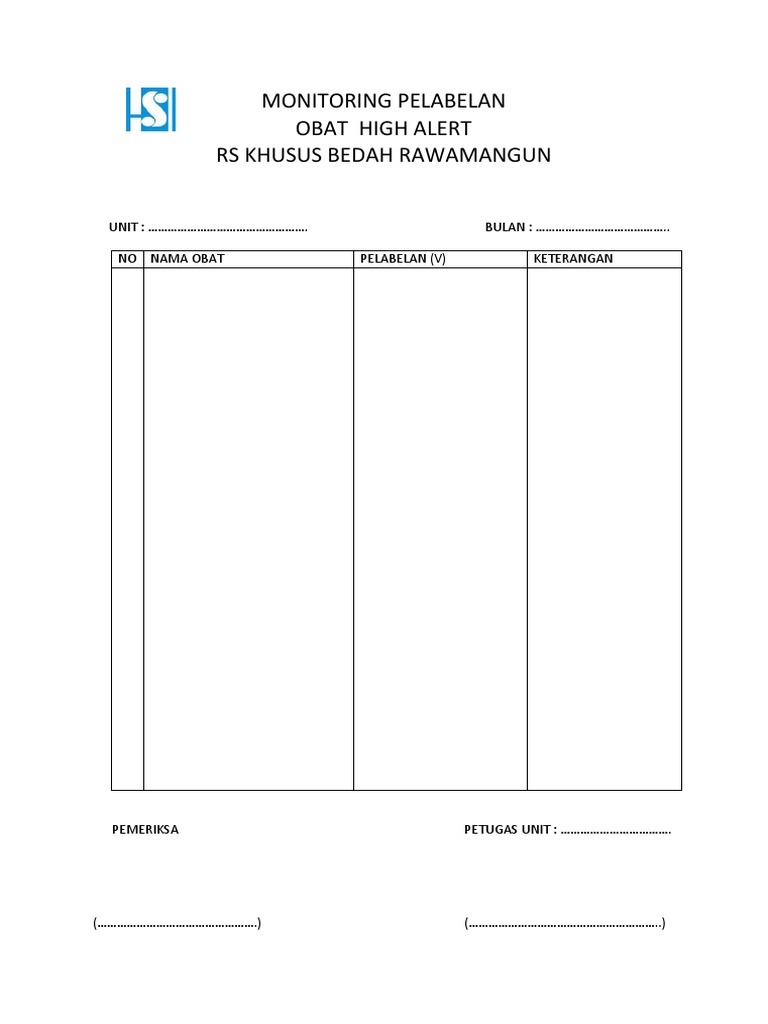 Pelabelan Obat High Alert RS Rawamangun | PDF | Teknologi & Rekayasa