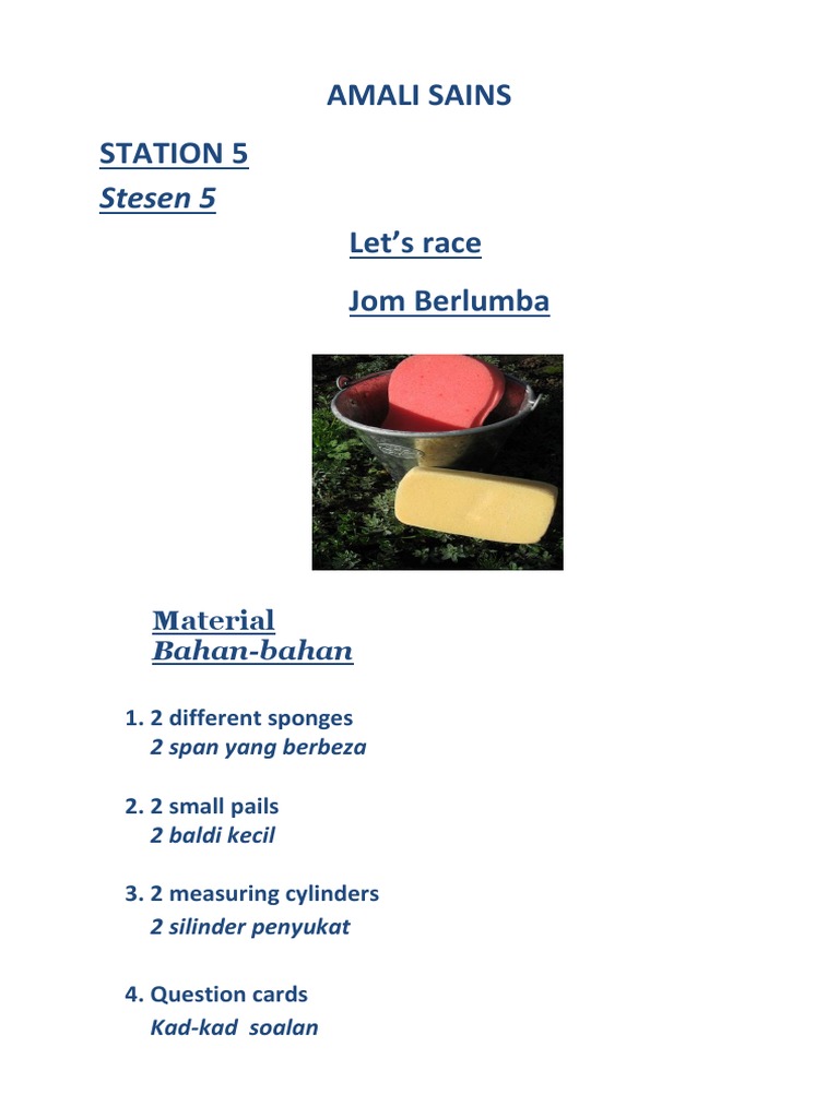 Stesen 5: Amali Sains Station 5 Let's Race Jom Berlumba | PDF | Nature ...