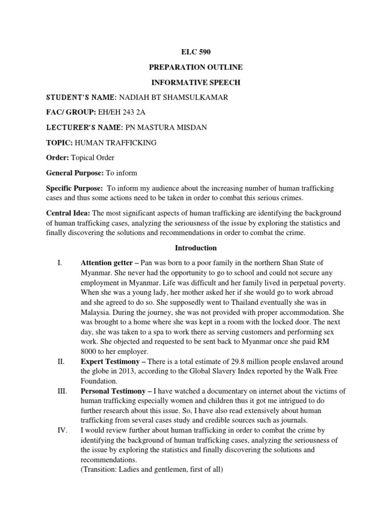 Preparation Outline | PDF | Human Trafficking | Victimology