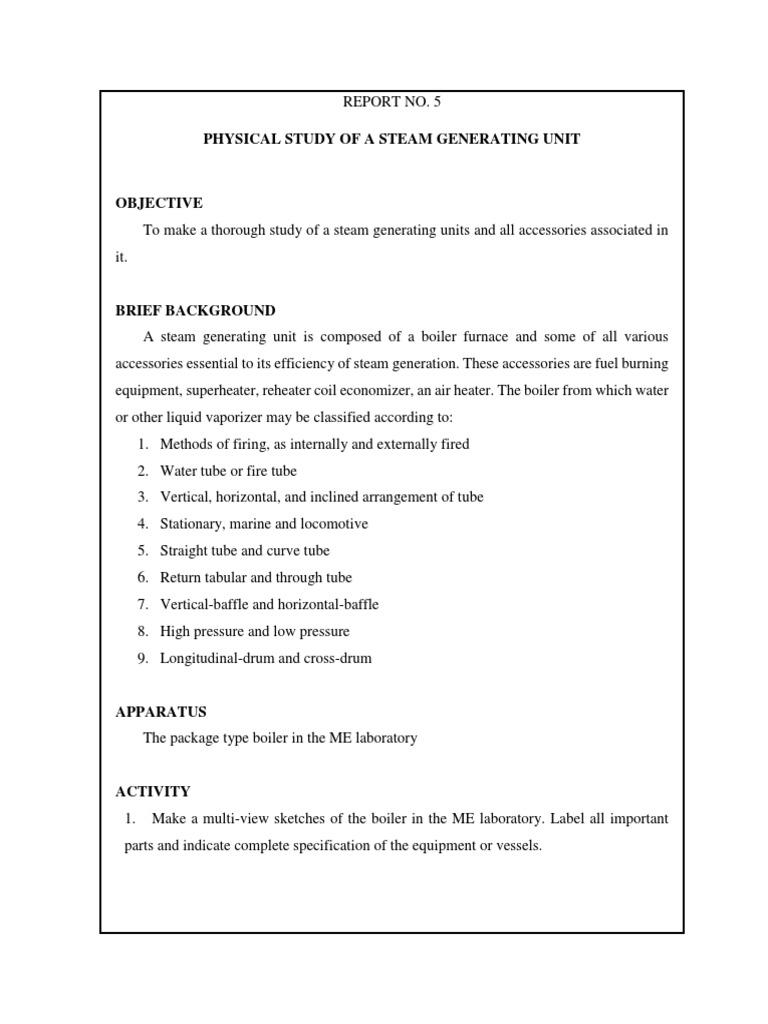 Physical Study of A Steam Generating Unit | PDF | Boiler | Nature