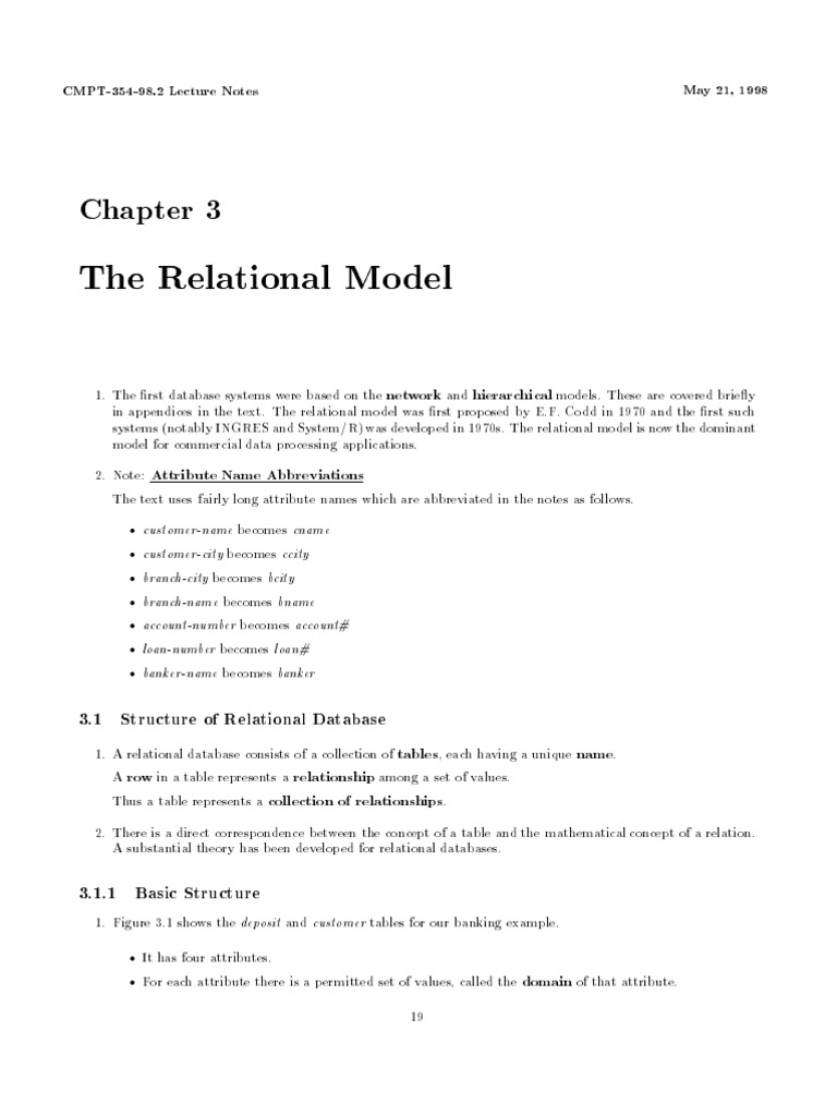 DBMS Korth Chapter3 | PDF | Relational Model | Relational Database