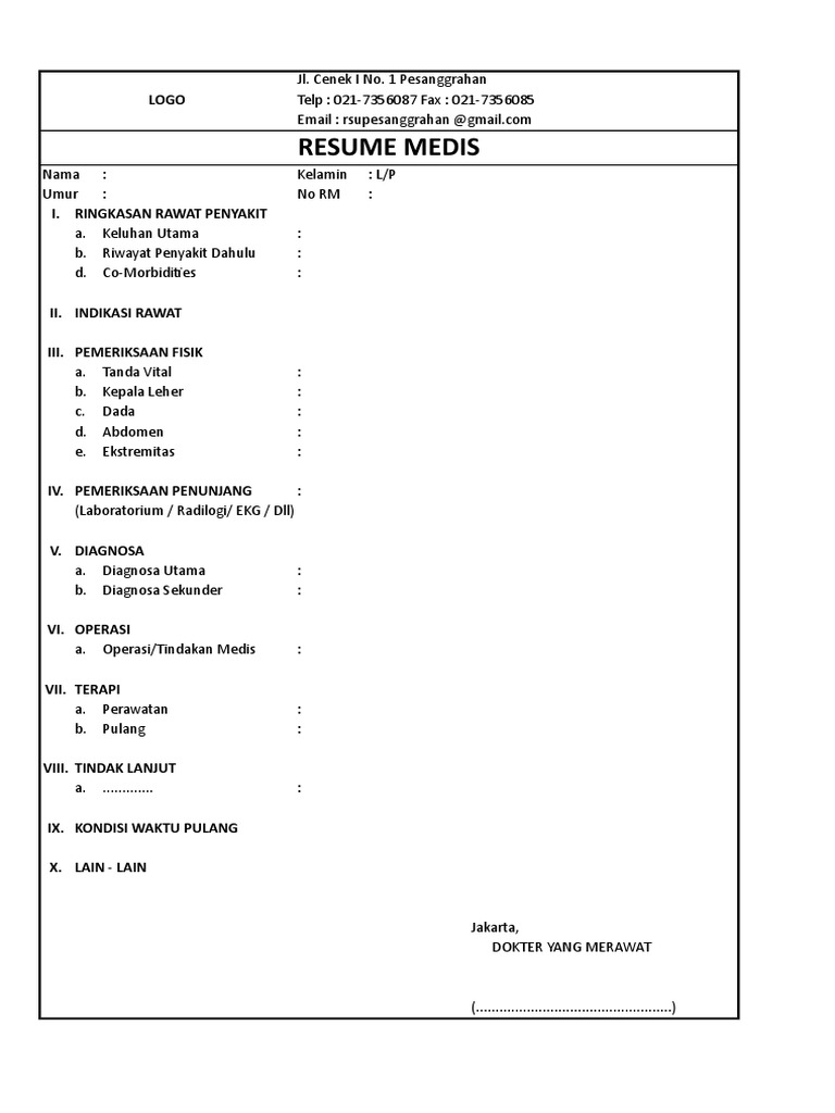 Resume Medis Rawat Inap | PDF
