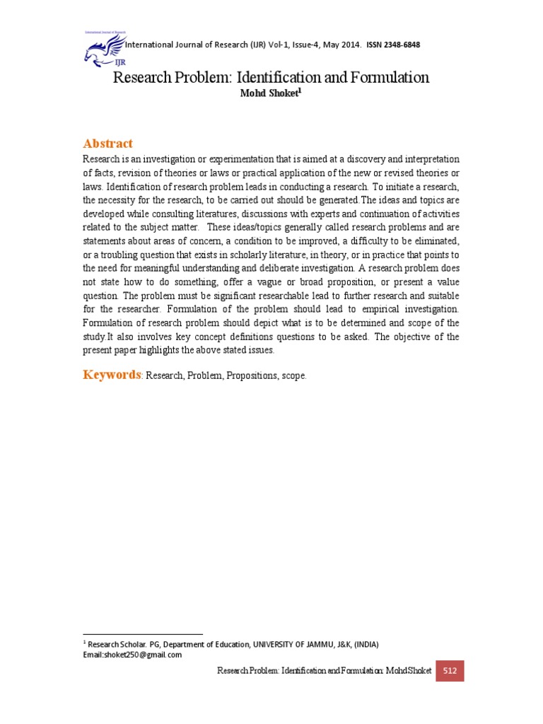 Research Problem Identification Guide | PDF | Theory | Question