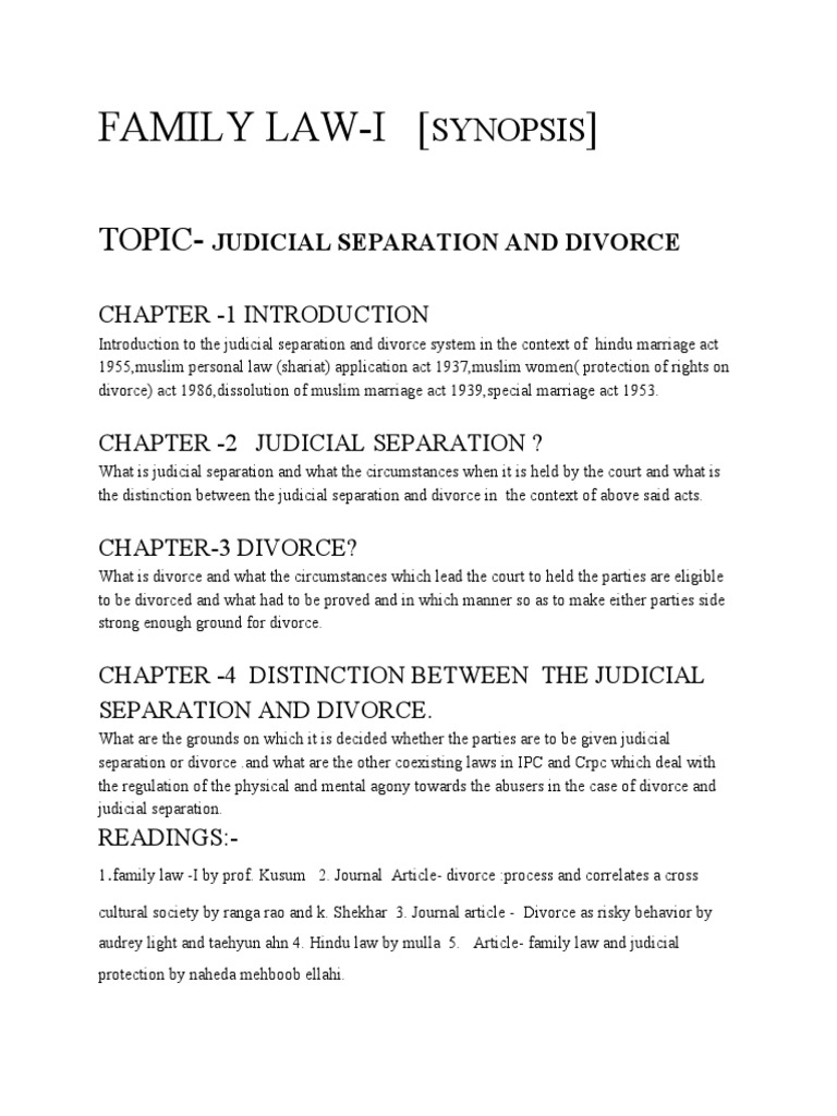 Judicial Separation and Divorce | PDF