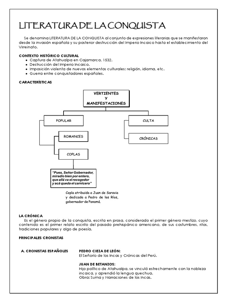 Literatura de la Conquista y Cronistas | PDF | Imperio Inca | Personas