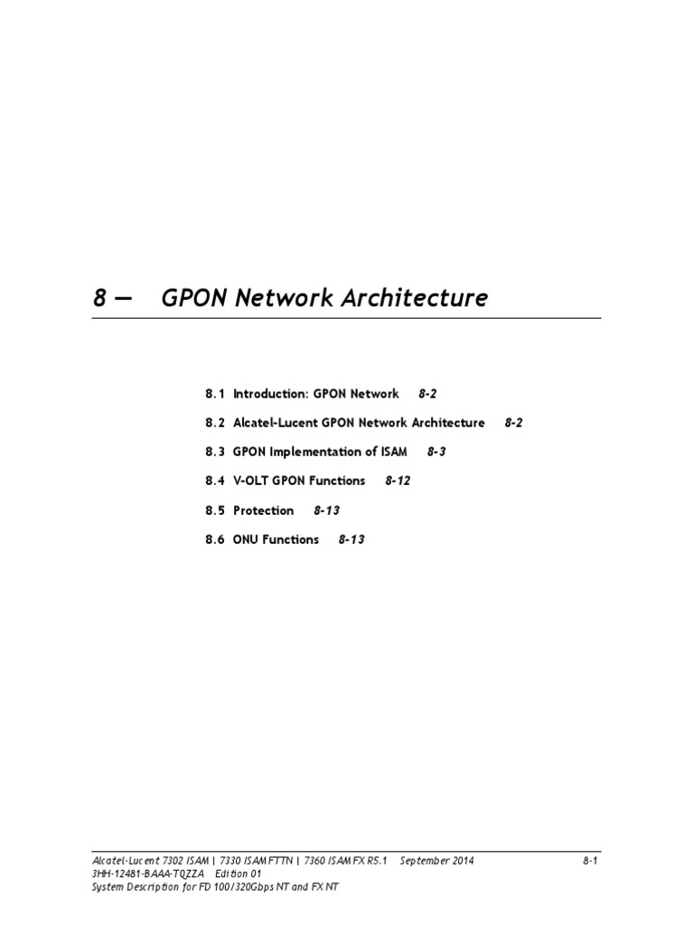 Gpon Network Architecture | PDF | Electronics | Media Technology