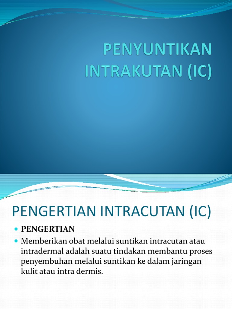 Penyuntikan Intrakutan (Ic) | PDF