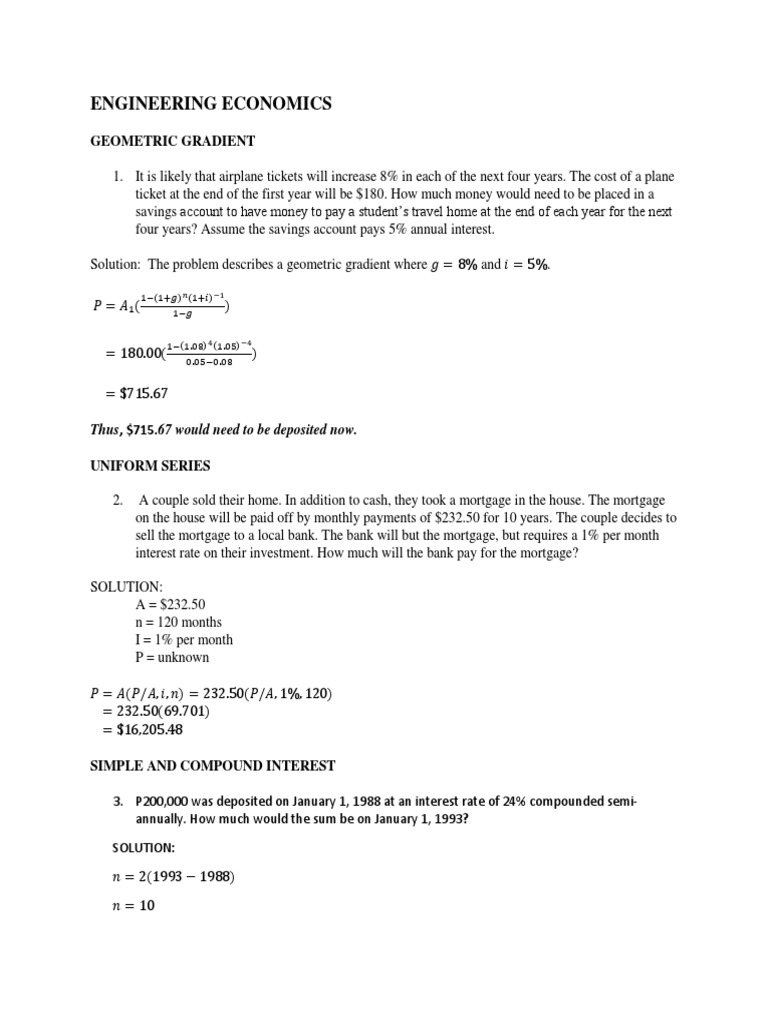 Engineering Economics | PDF | Mortgage Loan | Interest