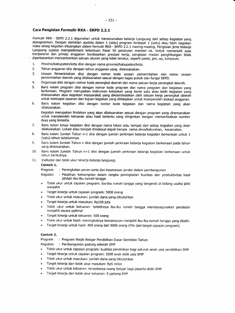 Panduan Isi Formulir RKA-SKPD 2.2.1 | PDF | Bisnis