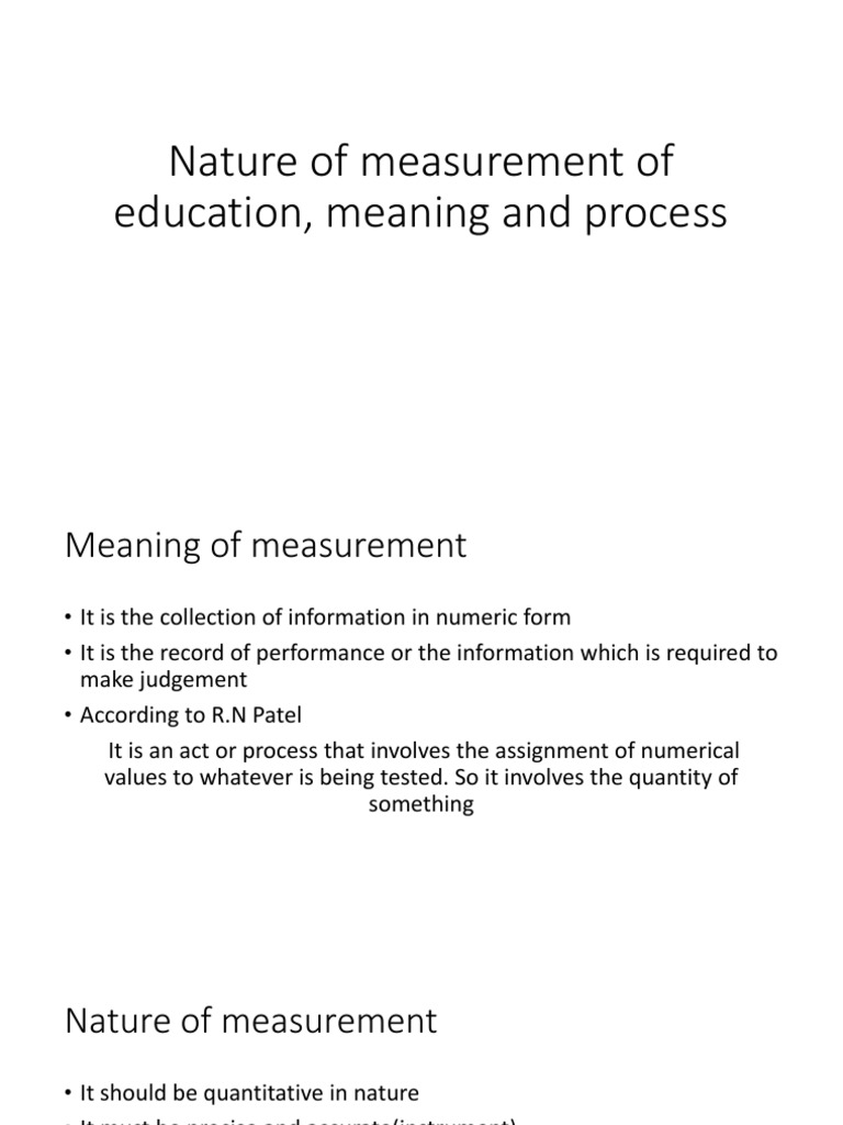 Nature of Measurement of Education, Meaning and | PDF | Standardized ...