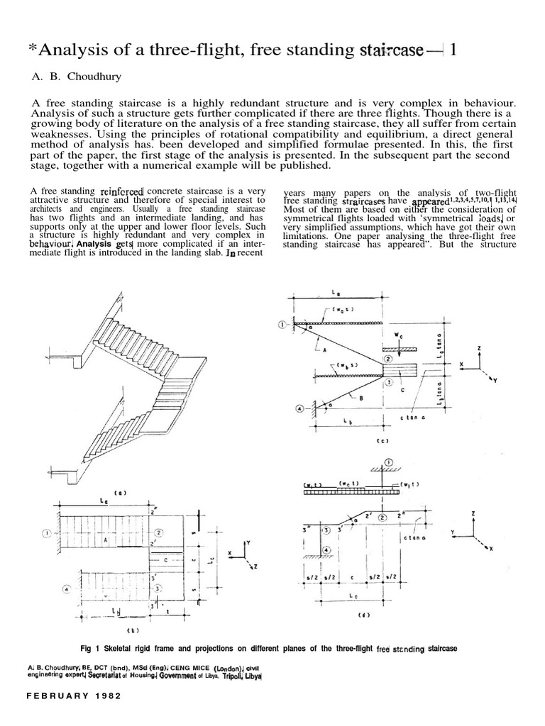 Analysis of A Three Flight Free Standing Staircase | Stairs | Bending