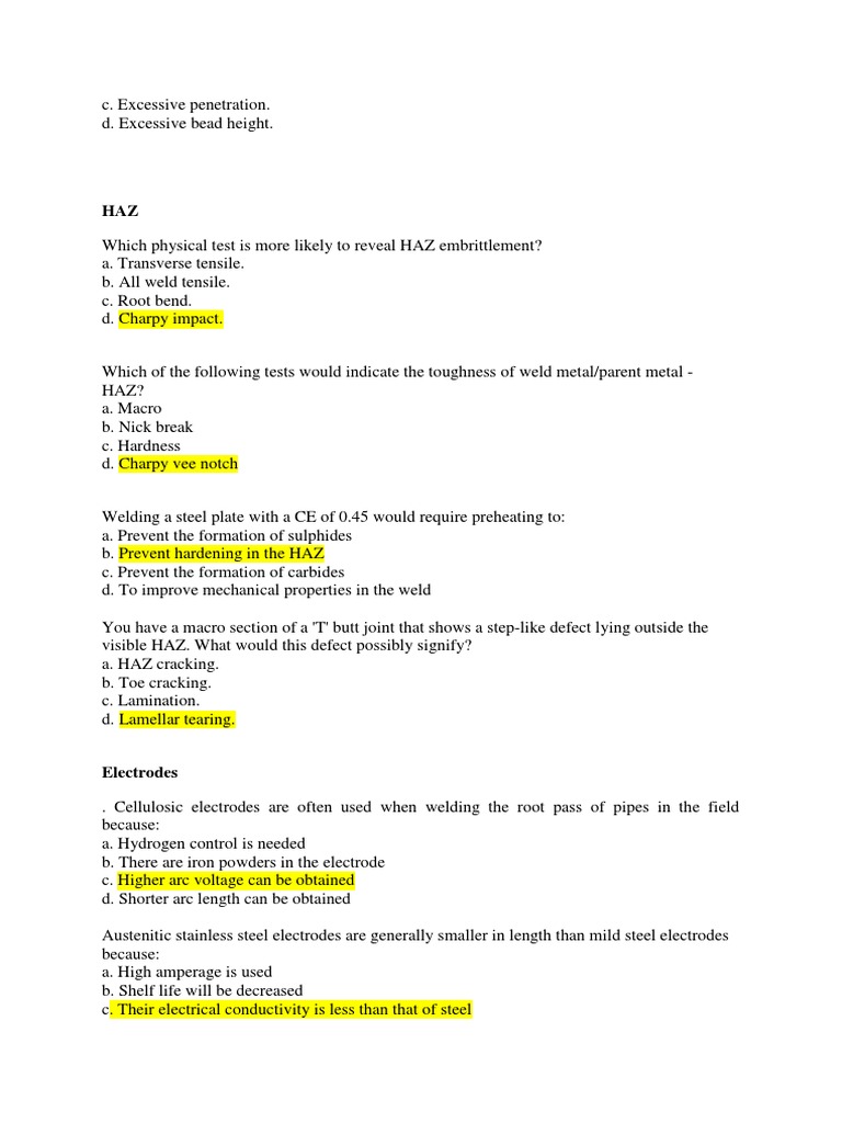 Welding Test Questions and HAZ Analysis | PDF
