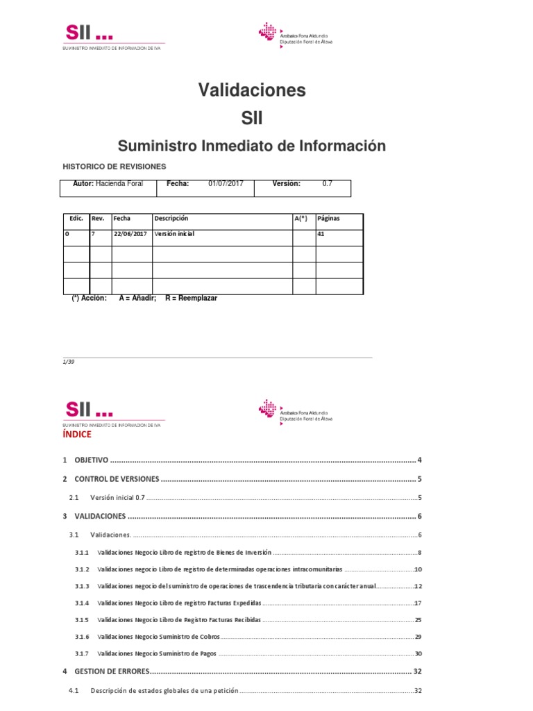 Validaciones SII y Gestión de Errores | PDF | Factura | Science