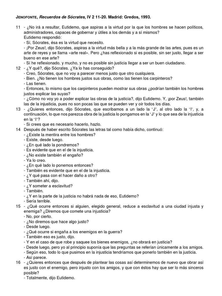 Recuerdos de Sócrates: Virtud y Justicia | PDF | Sócrates | Justicia