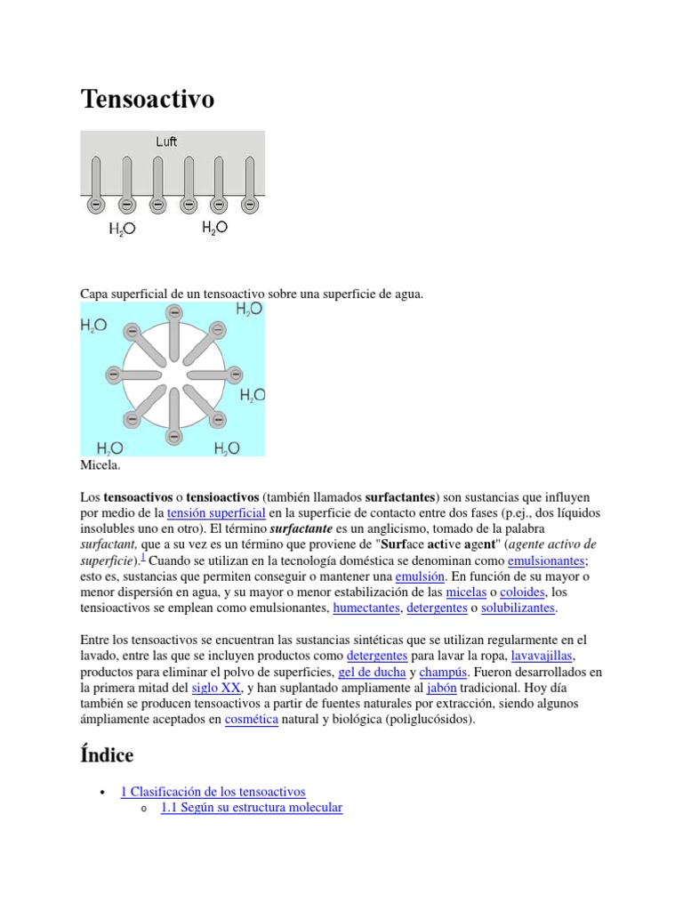 Tensoactivo | Tensioactivo | Sustancias químicas