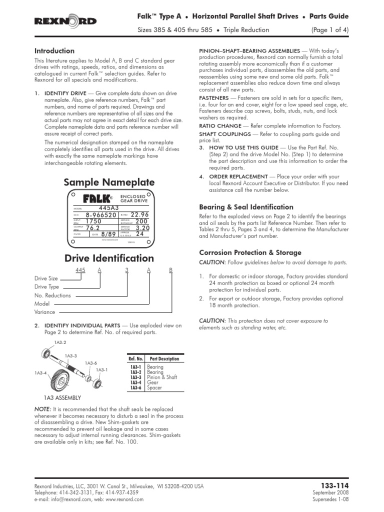 Manual Reductor Falk 465A3-CR de Faja 105 | PDF | Gear | Screw