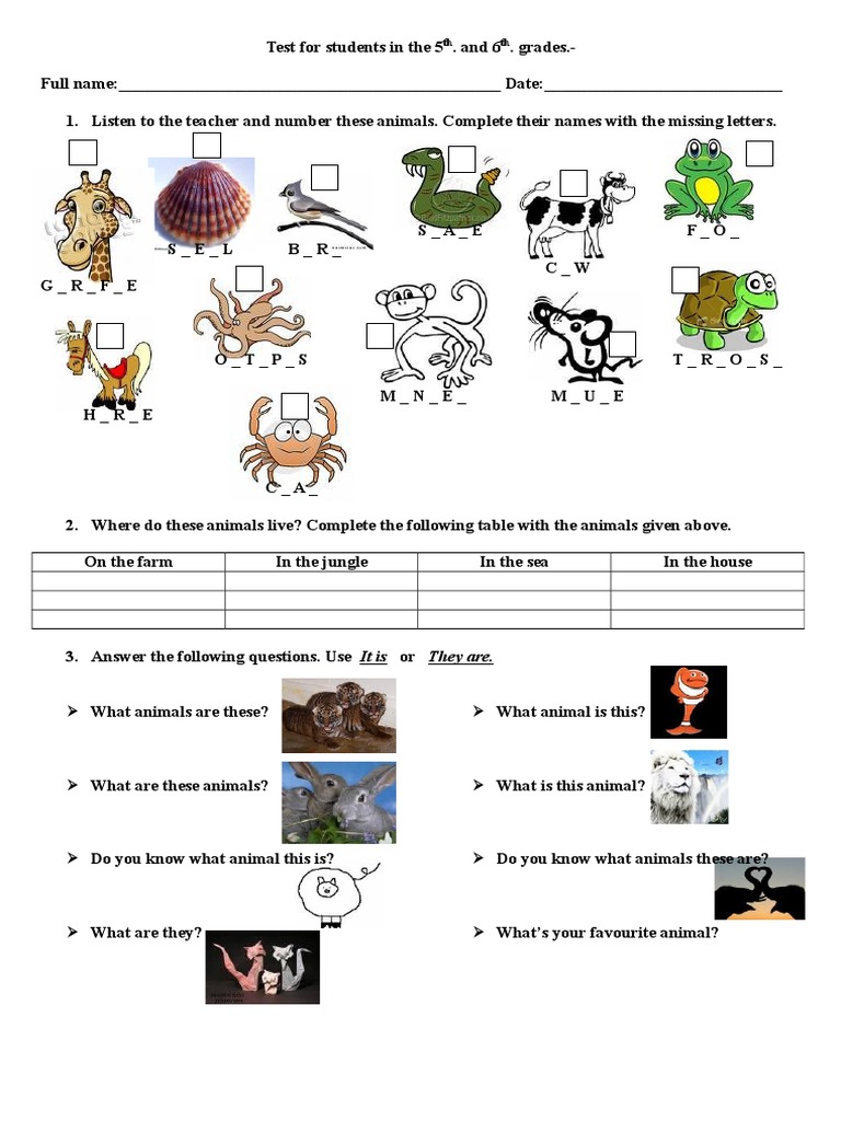 Animals Plural and Singular Forms | PDF | Languages | Language Arts ...