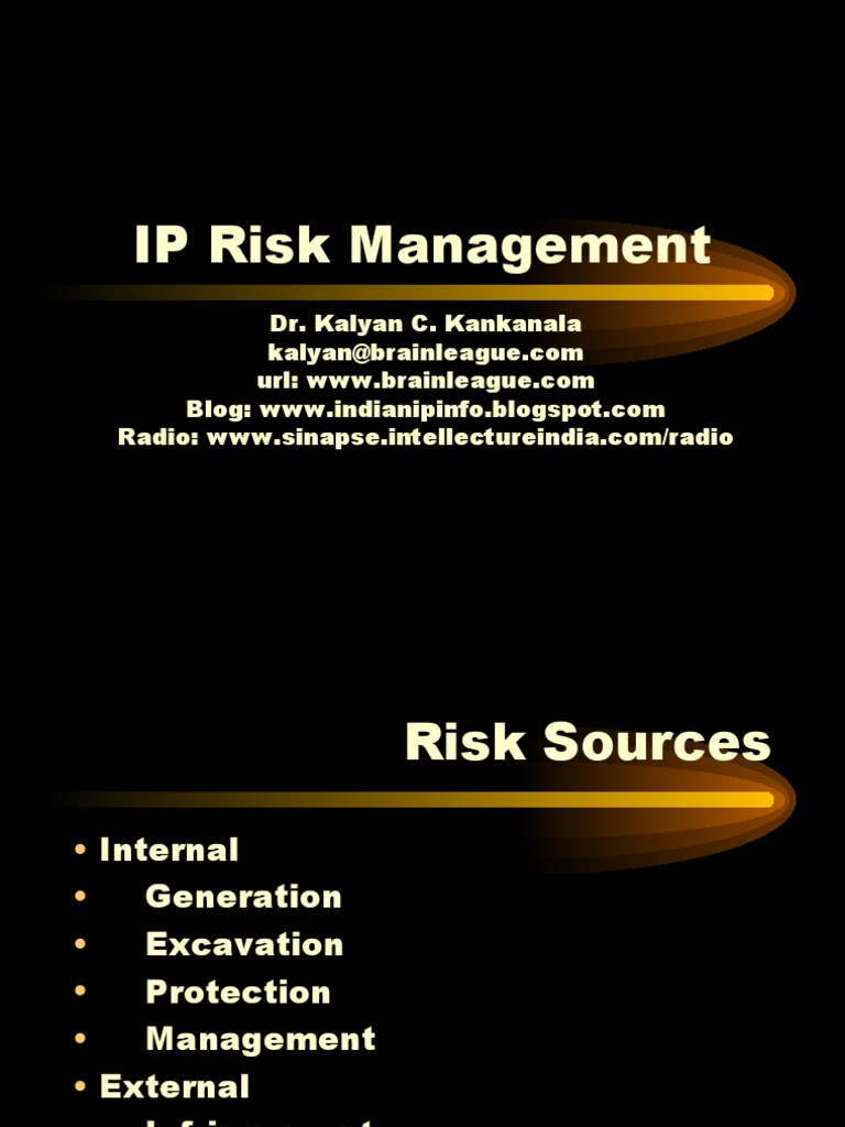IP Risk Management: Dr. Kalyan C. Kankanala | PDF | Trademark ...
