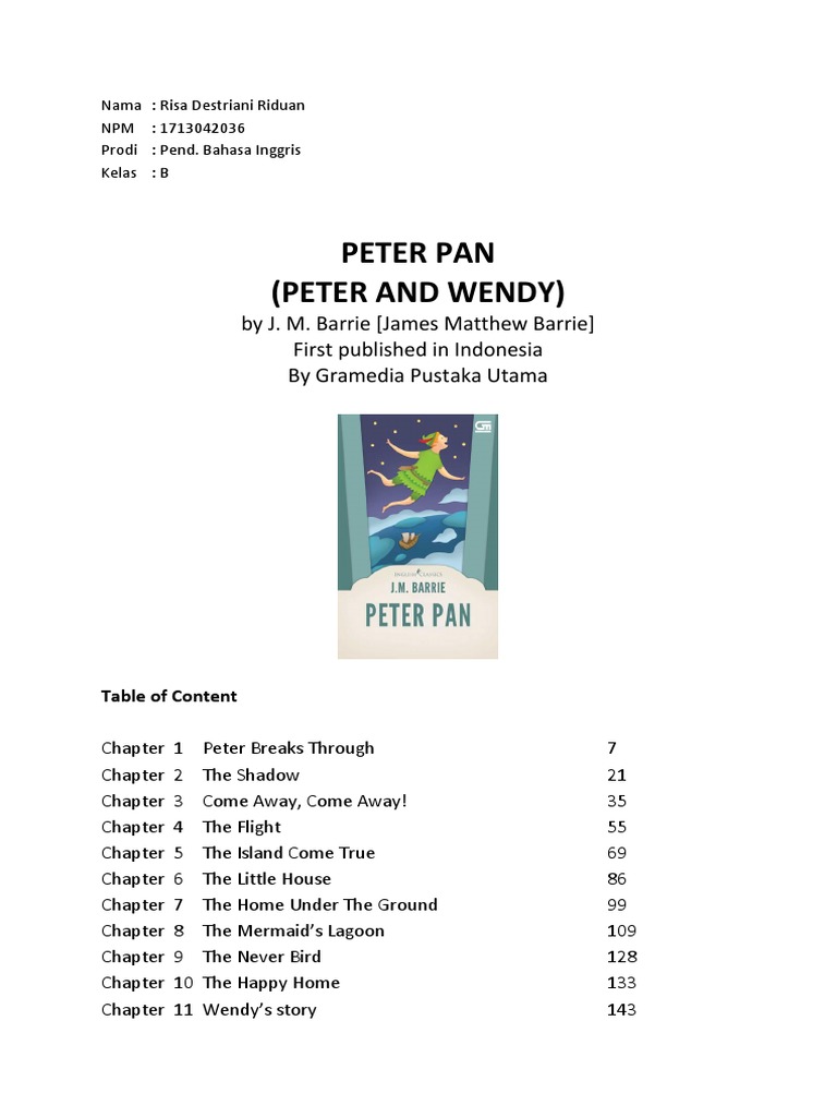 Peter Pan (Peter and Wendy) | PDF | Wendy Darling | Peter Pan