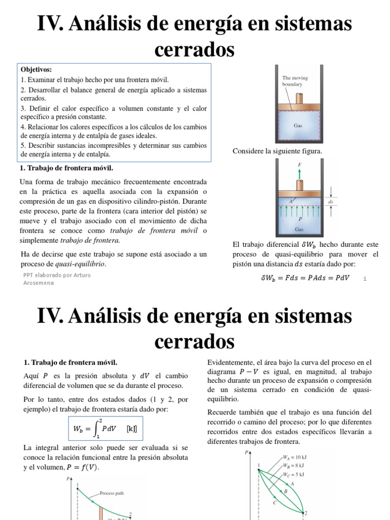 Clase 4 Analisis de Energia en Sistemas Cerrados | Capacidad calorífica ...