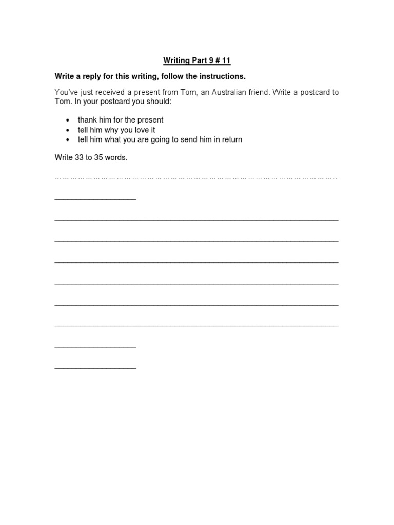 KET Writing Part 9 No 11 | PDF | Language Arts & Discipline | Home & Garden