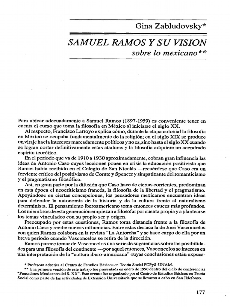 Samuel Ramos Ysu Vision Sobre Lo Mexicano