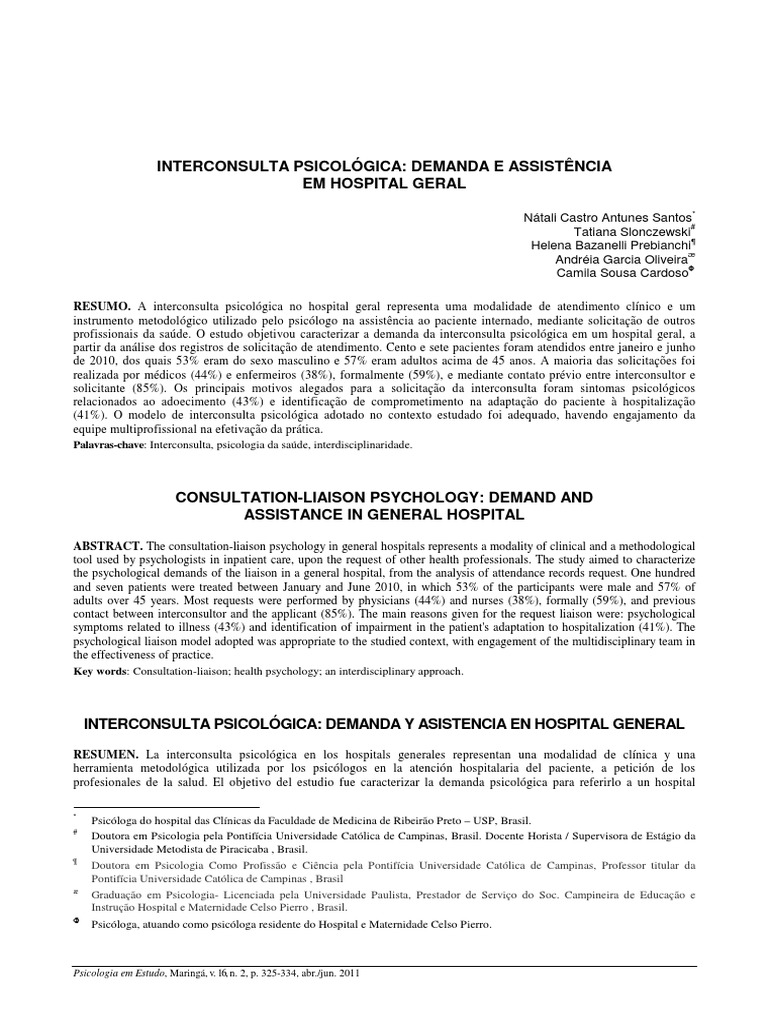 Interconsulta PDF | PDF | Psiquiatria | Saúde Mental