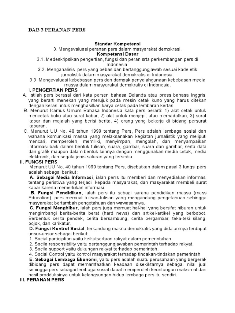 Bab 3 Peranan Pers | PDF