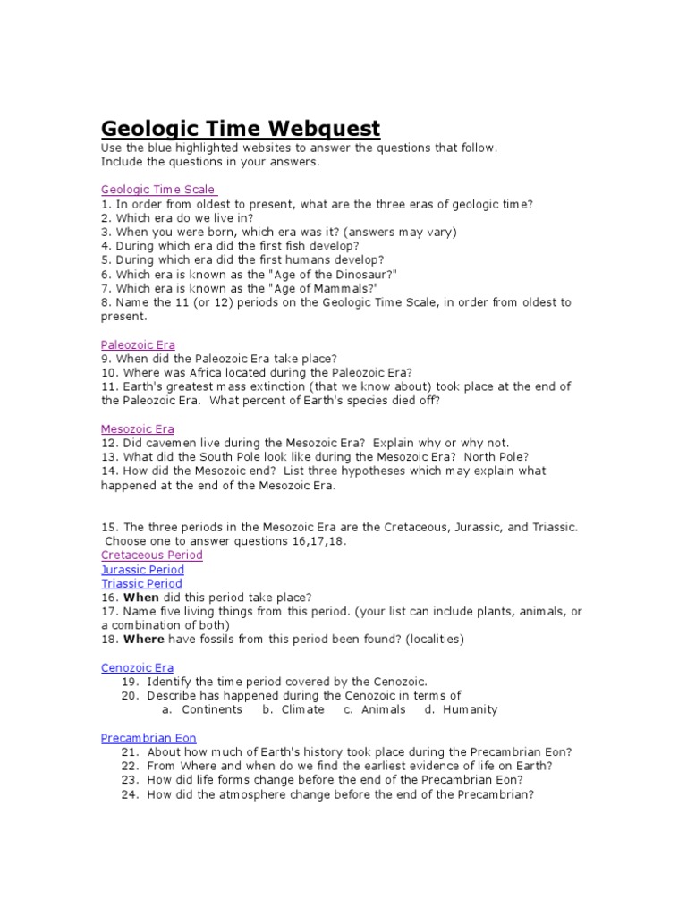Geologic Time Webquest | PDF | Social Science | Young Adult