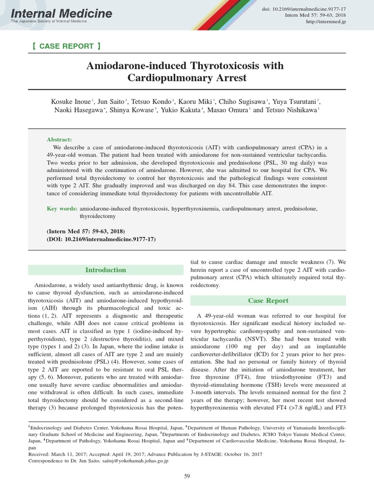 Amiodarone Induced Thyrotoxicosis | PDF | Thyroid Stimulating Hormone | Hyperthyroidism