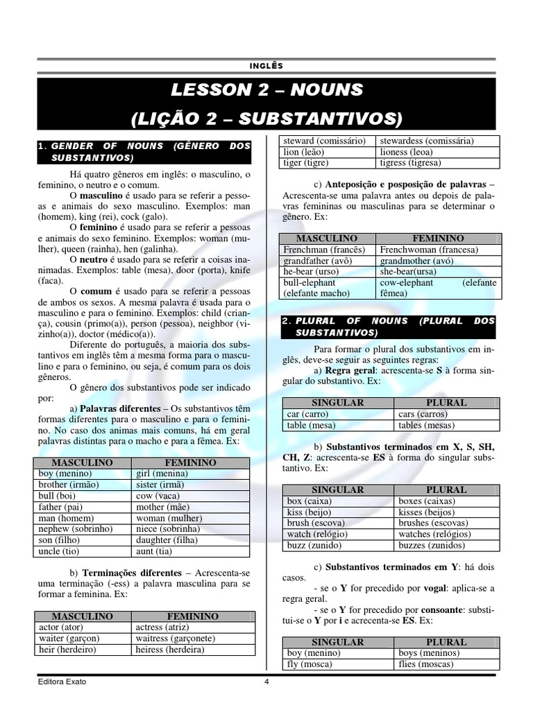 02-Lesson 2 PDF | PDF | Plural | Substantivo