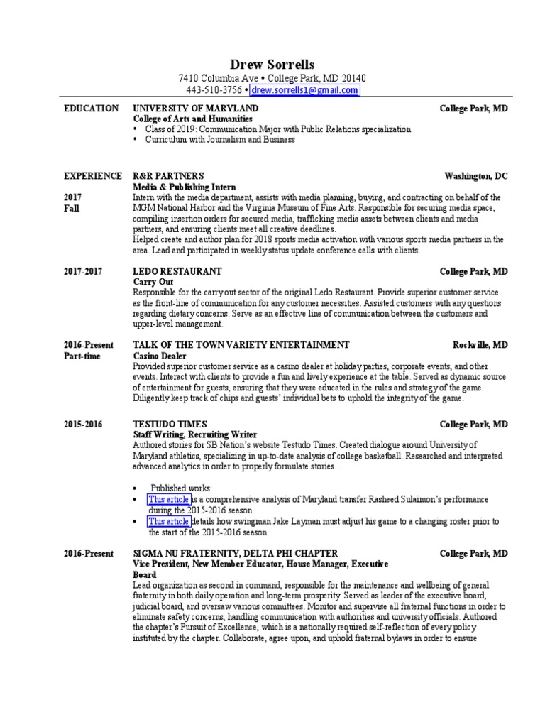 Updated Resume - D. Sorrells | PDF | Fraternities And Sororities | Business