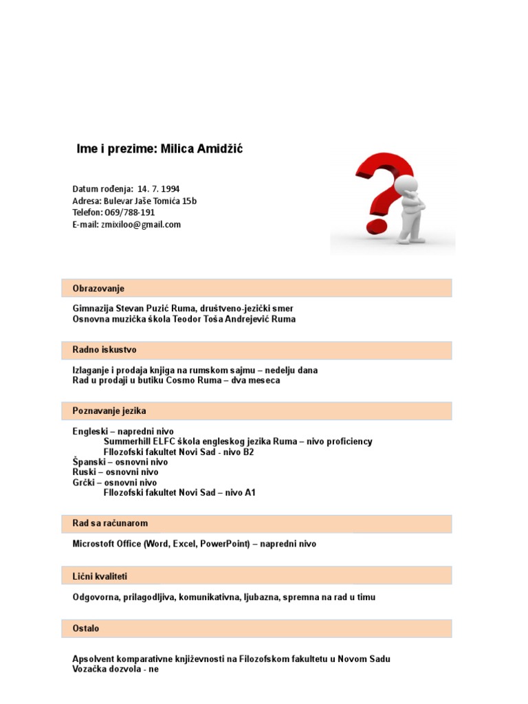 CV Obrazac 6 | PDF