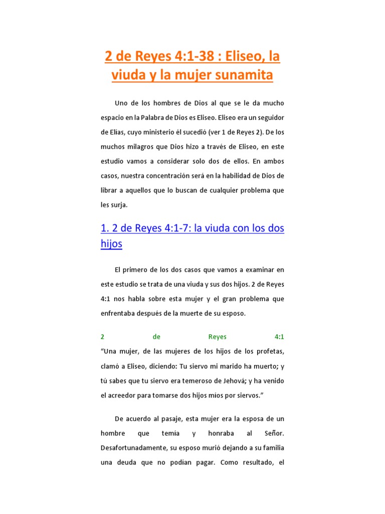 2 de Reyes 4 | PDF | Cristo (título) | Salvación