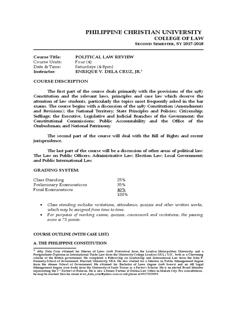 Political Law Review-syllabus-PCU (February 2018) | PDF | Commission On ...