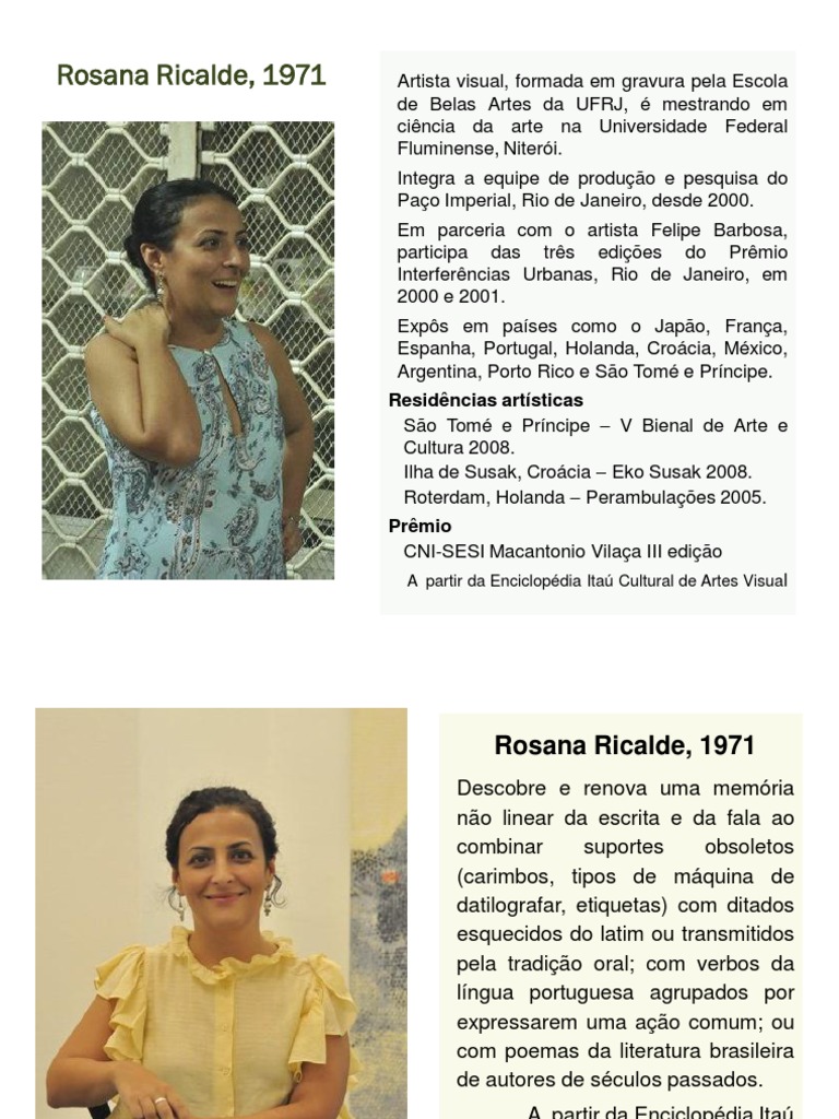 Rosana Ricalde - Trajetória Artística PDF | Download grátis PDF | Mar ...