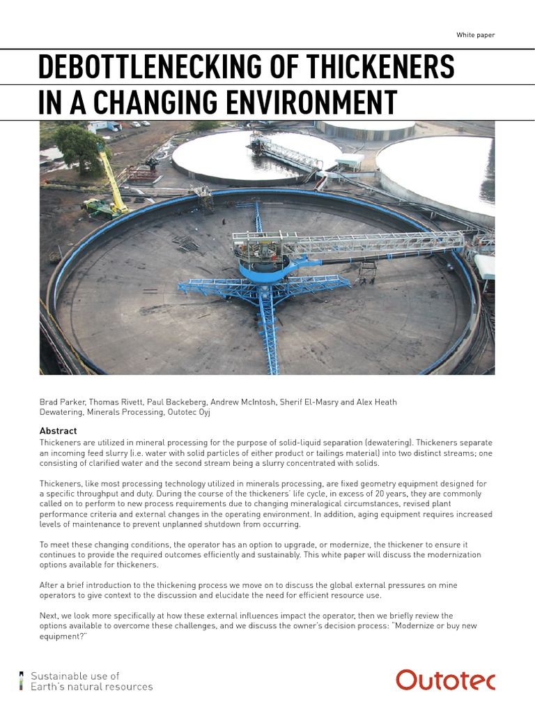 Ote White Paper Debottlenecking of Thickeners | PDF | Mining ...