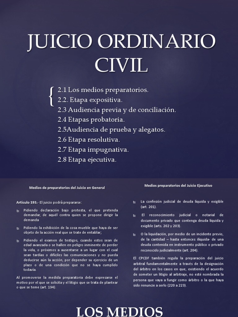 Juicio Ordinario Civil Pdf Sentencia Ley Demanda Judicial