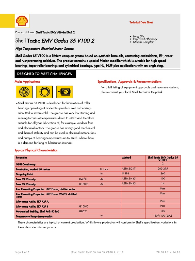 Gpcdoc Gtds Shell Tactic Emv Gadus s5 v100 2 (En) Tds | PDF | Bearing ...