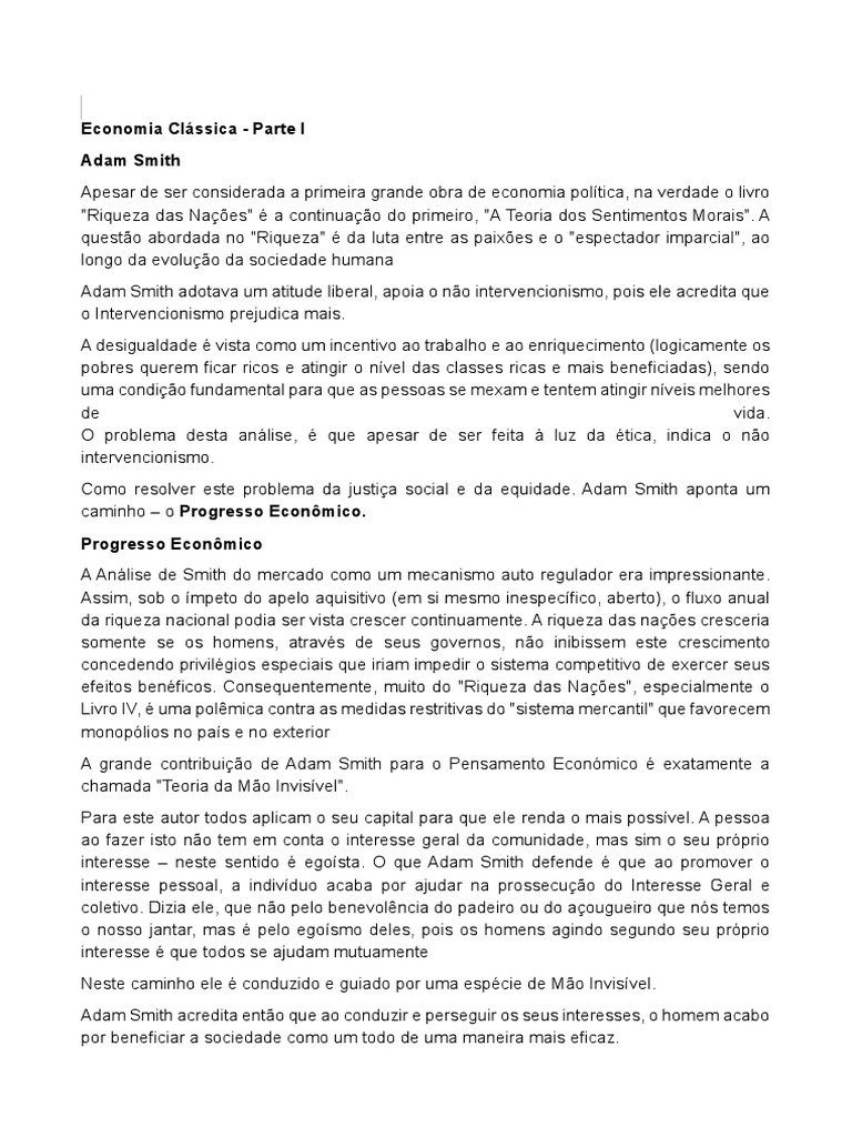 Uma Introdução à Economia Clássica de Adam Smith: A Teoria da Mão ...