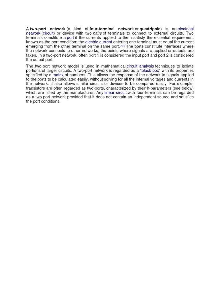 Electrical Network Circuit Port Electric Current | PDF