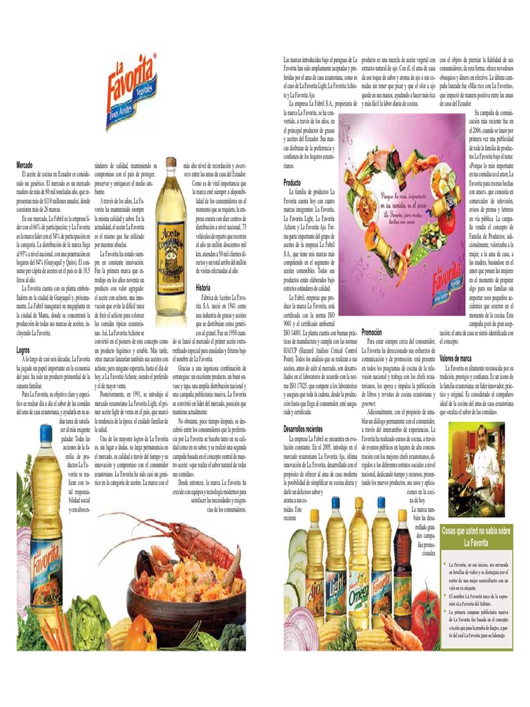 Historia y productos de La Favorita | PDF | Marca | Ecuador