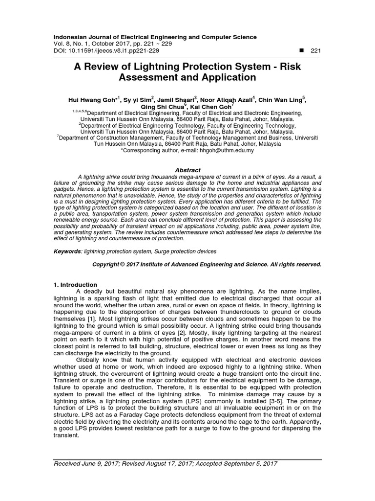 2017 - A Review of Lightning Protection System - Risk Assessment and ...
