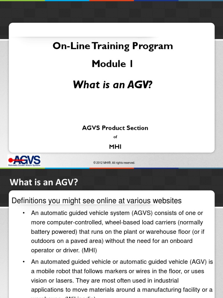 What Is An AGV?: On-Line Training Program | PDF | Battery Charger ...