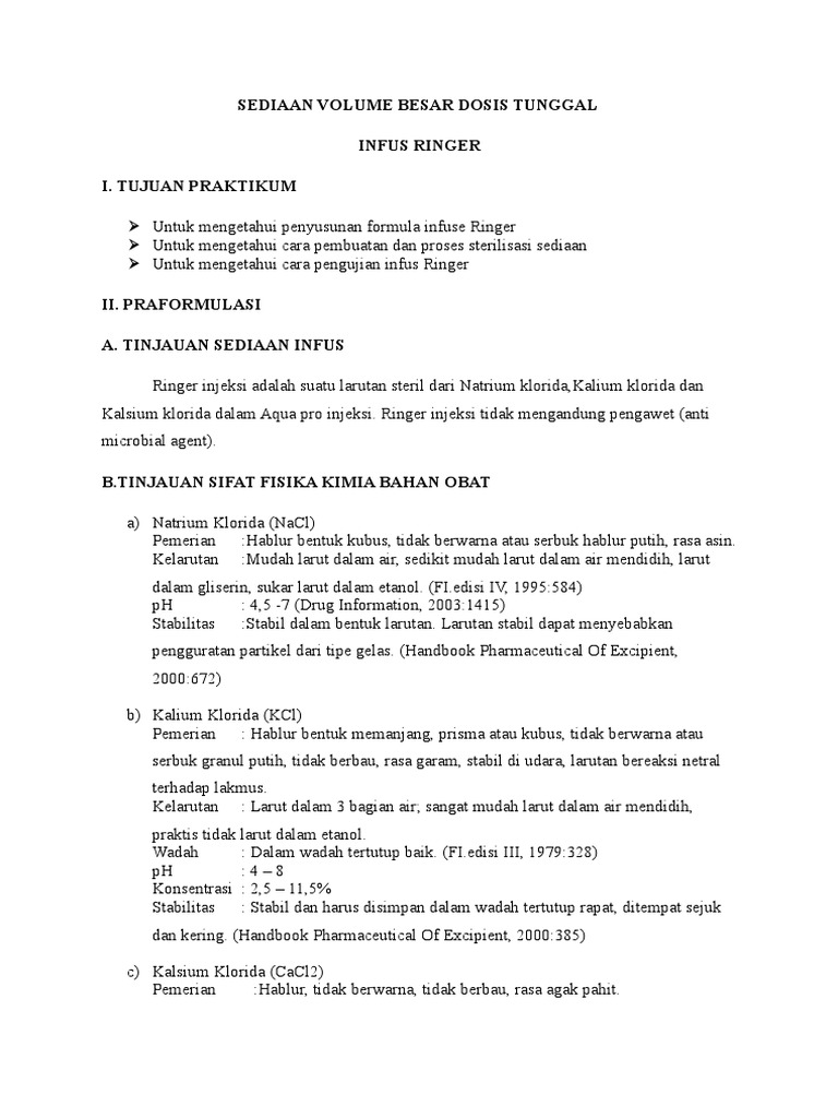 STANDARISASI SEDIAAN INFUS RINGER | PDF