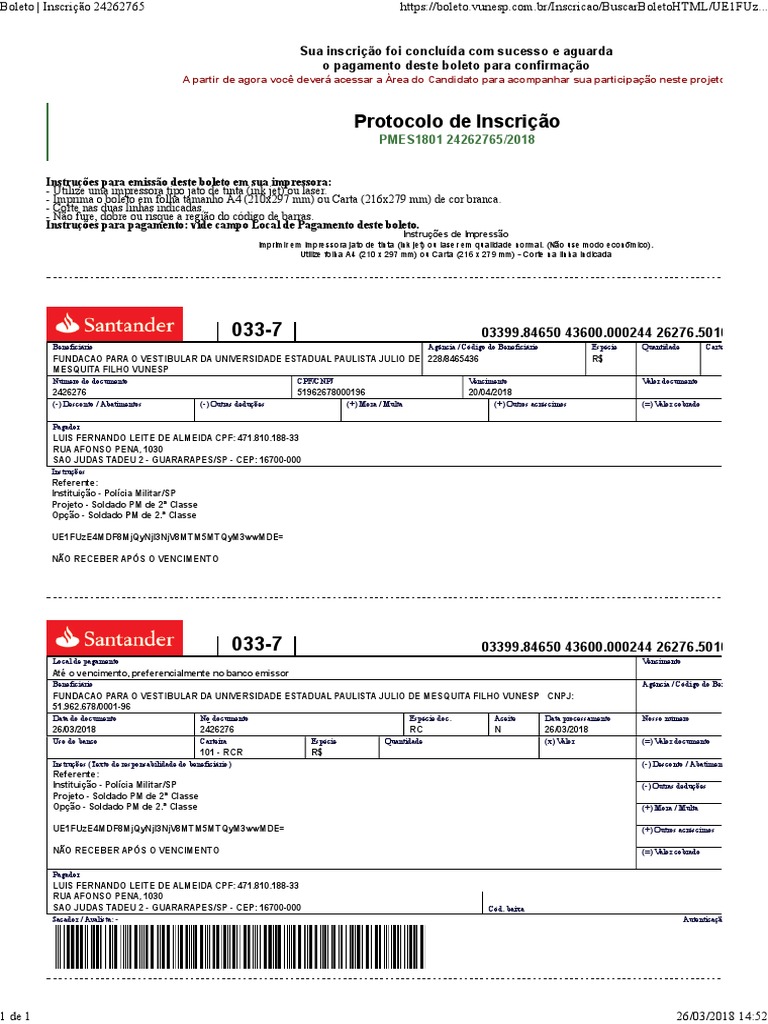 Boleto Pmesp PDF | PDF